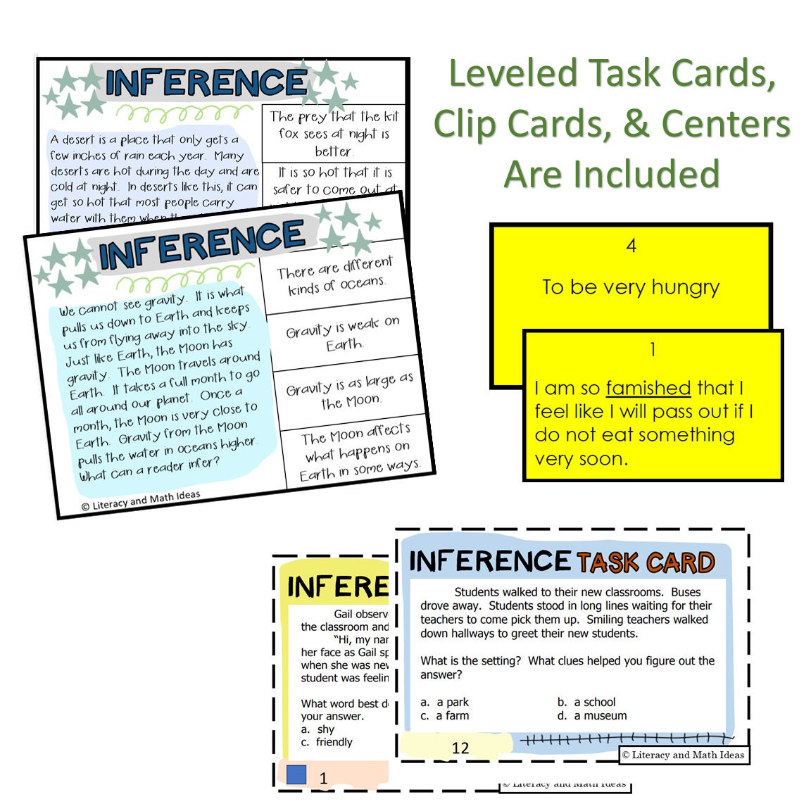 Leveled Inference Task Cards Games and Activities - Etsy