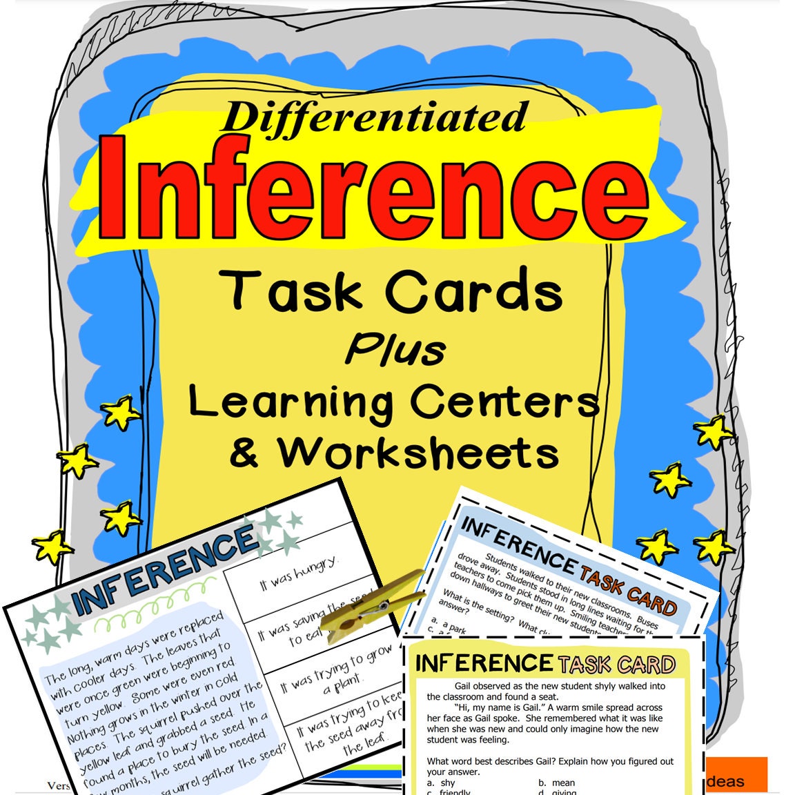 Leveled Inference Task Cards Games and Activities - Etsy