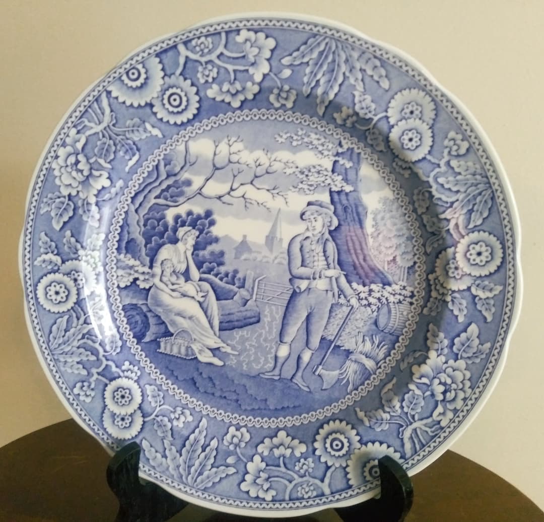 The Spode Blue Room Collection, "woodman", First Introduced 1816, 10 1/ ...