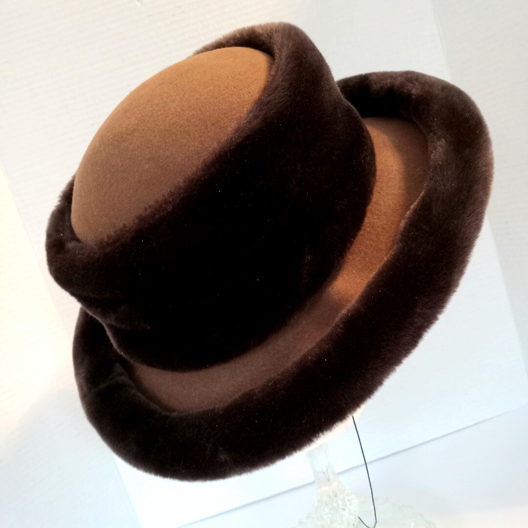 ERIC JAVIT'S Dark Chocolate Faux Fur Hat, Bollman Millinery Brown Wool ...