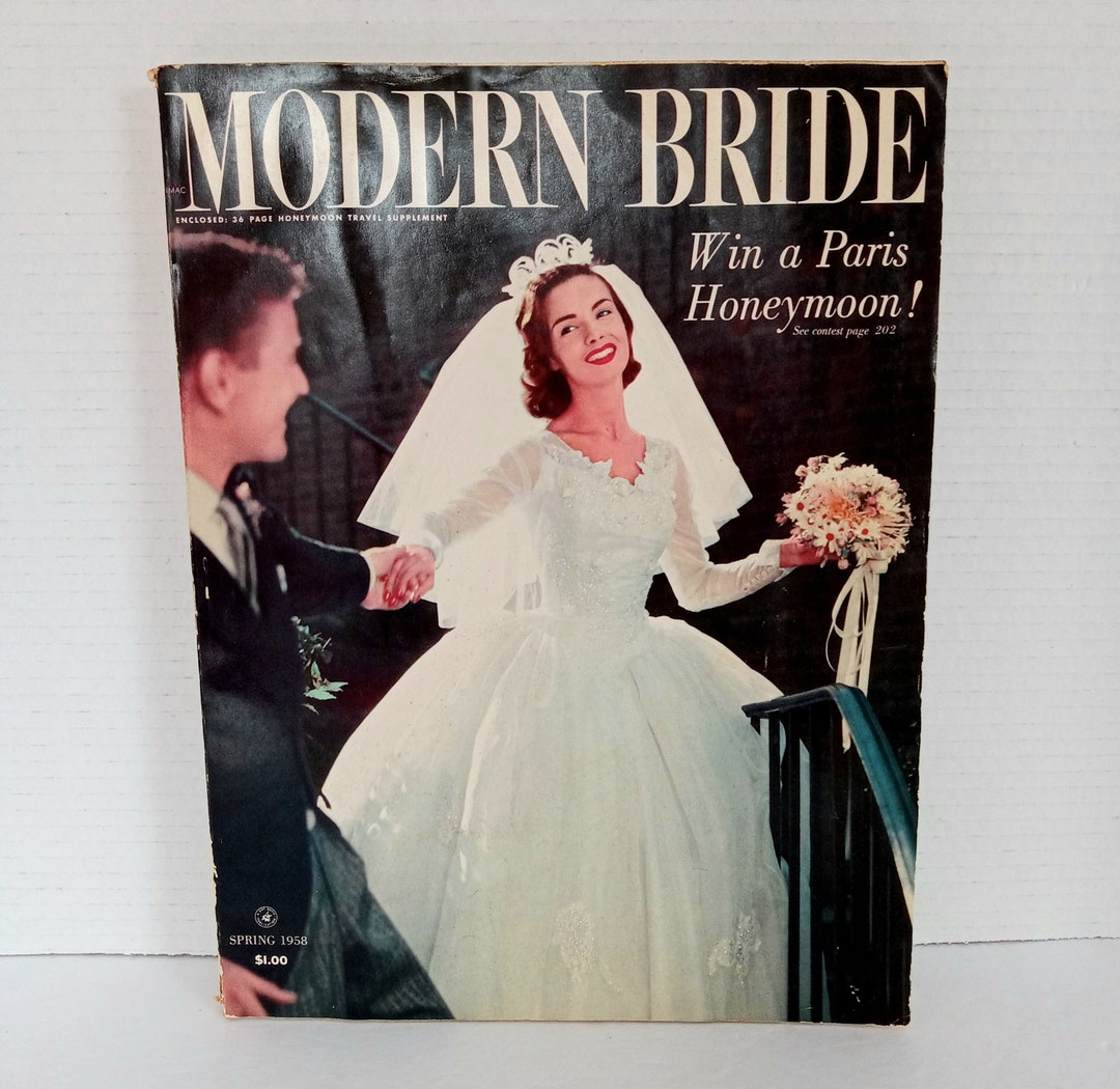 Vintage Modern Bride Magazine Spring 1958: Paris Honeymoon, 50s Fashion ...
