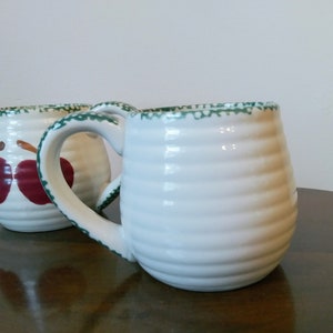 Primitive Folk Apple Green Spatterware Pair of Mugs Green Spongeware ...