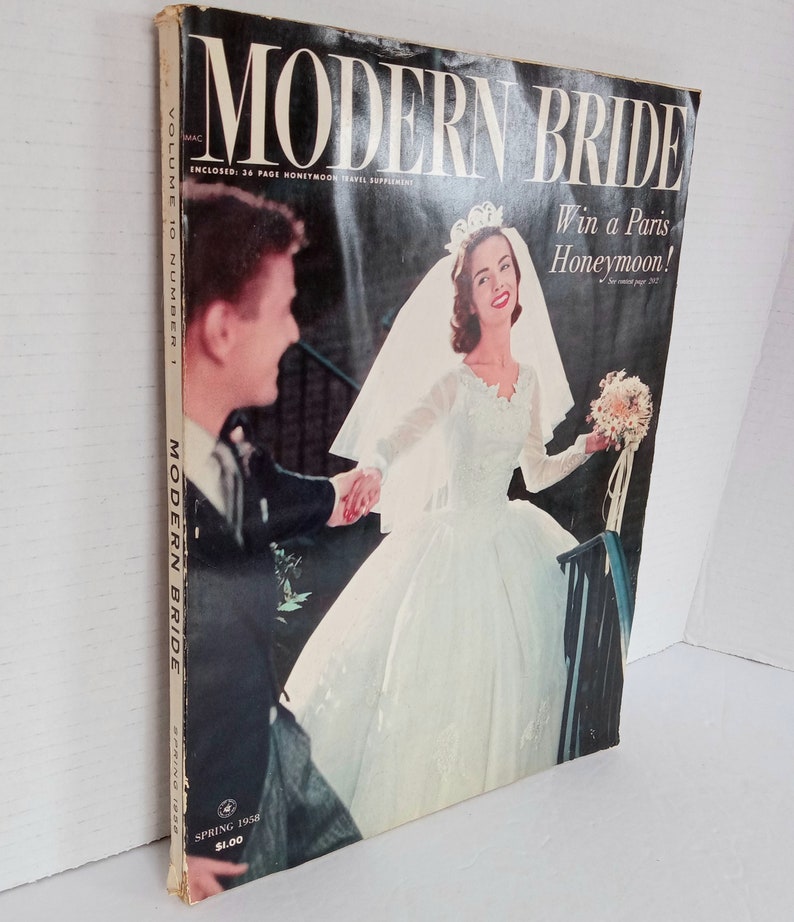 Vintage Modern Bride Magazine Spring 1958: Paris Honeymoon, 50s Fashion ...