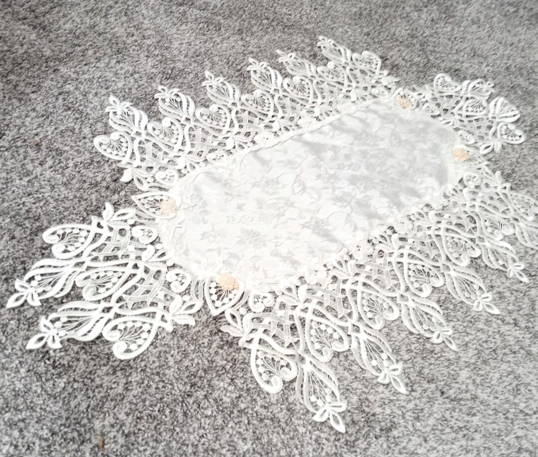 Victorian Ivory White Lace Dresser Scarf Table Runner Antique White ...