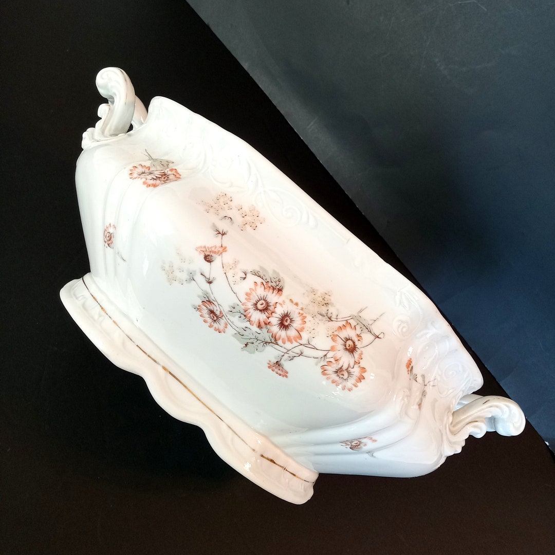 Ornate Victorian Tureen Dish Embossed and Floral Design Antique Planter ...