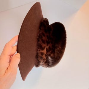 Miss Bierner Brown Faux Fur Hat With Soft Faux Leopard Fur Band on ...