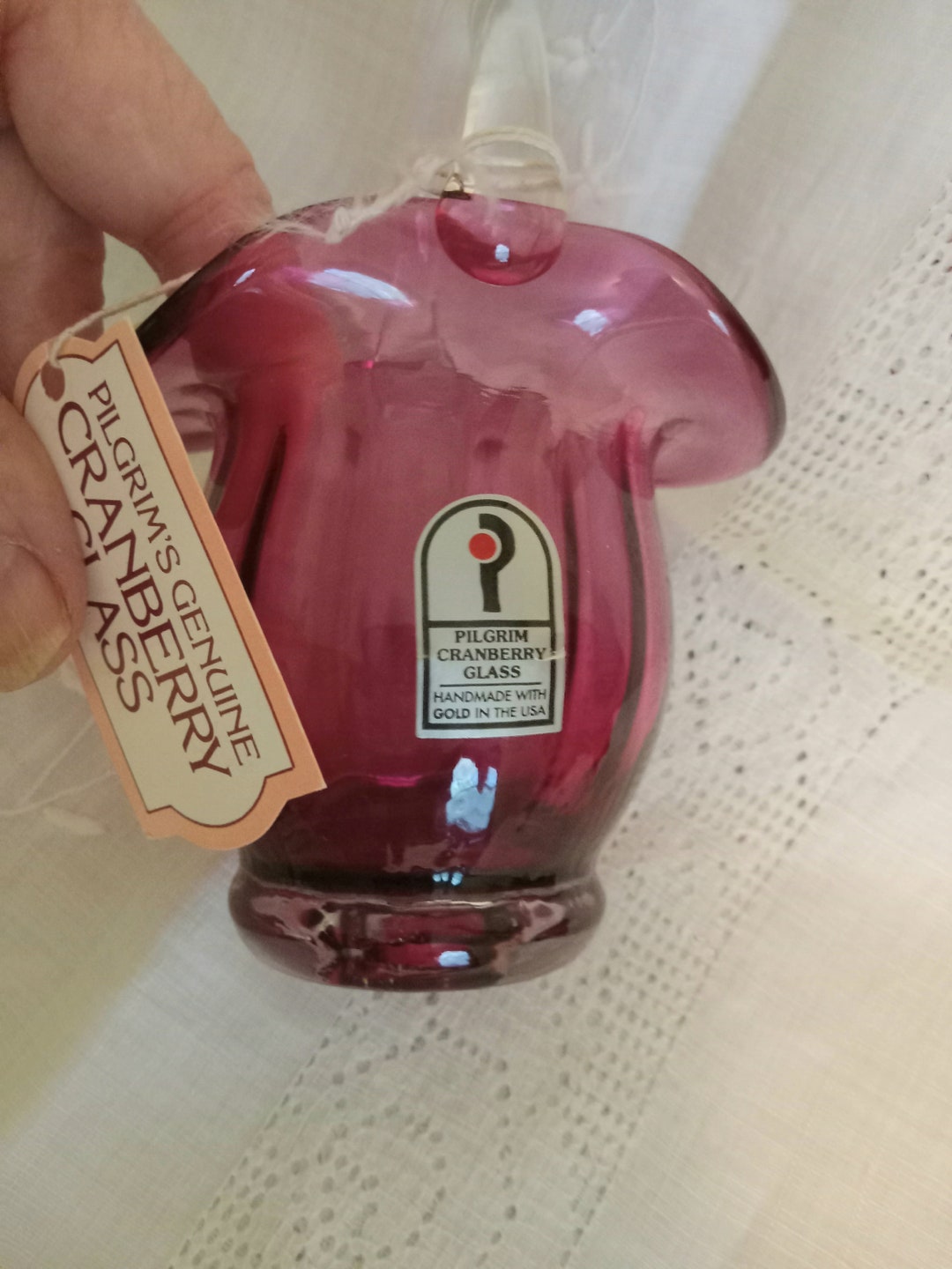 Vintage Pilgrim Cranberry Glass Basket Hand Blown Fused Solid Gold With ...