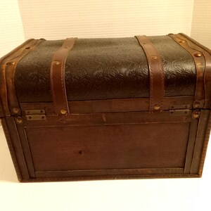 Vintage Embossed Leather and Straps Studded Wood Chest, Treasure Chest ...
