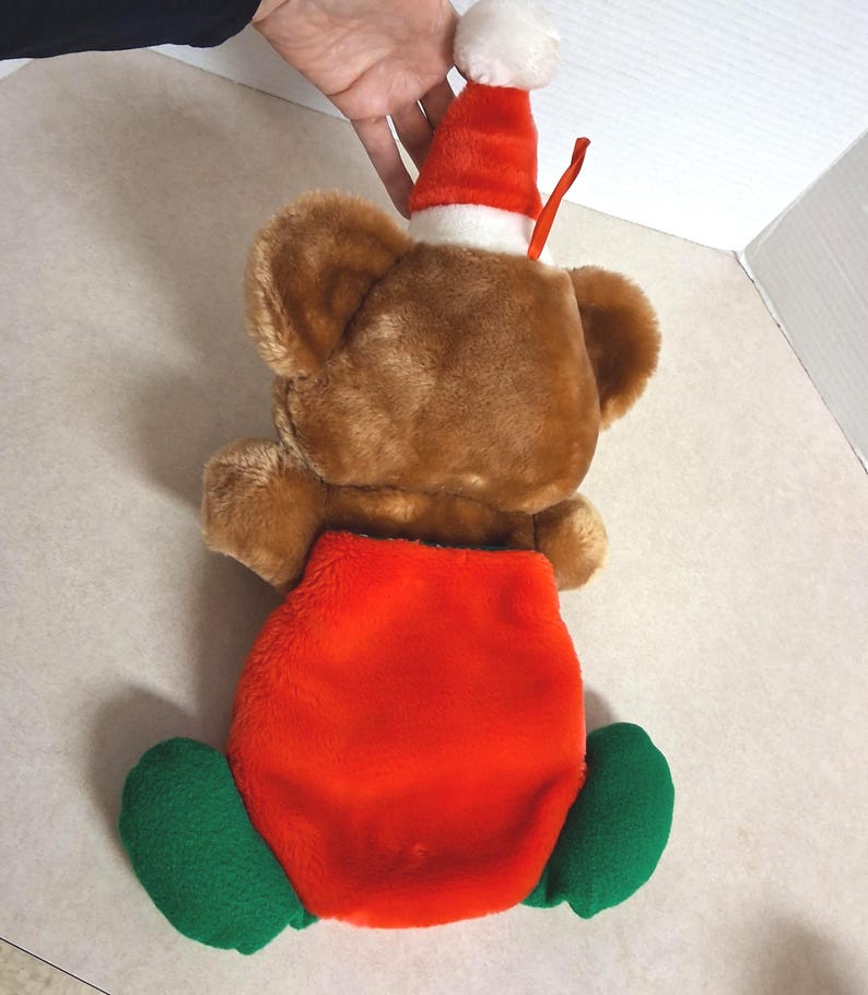 Vintage 3D Plush Teddy Bear Christmas Stocking With Pockets - Etsy