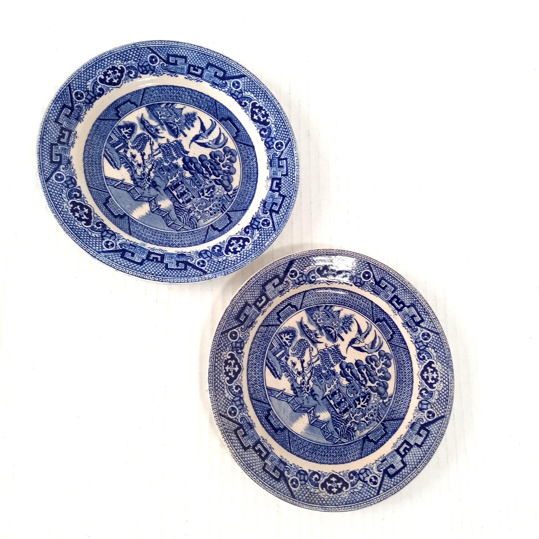 Antique Dudson Wilcox Blue Willow Plates: Chinoiserie Dessert Set ...