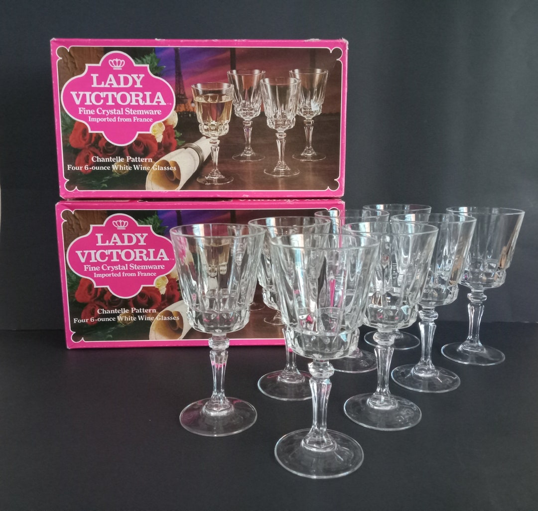 Lady Victoria Fine Crystal Stemware Imported From France Set of 8 Boxed ...