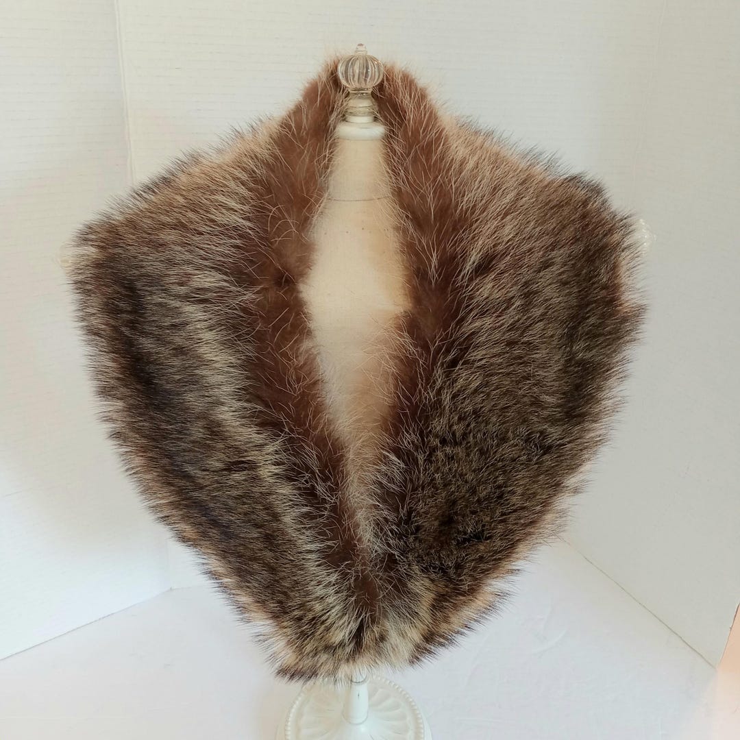 Vintage Mid Century Soft Genuine Raccoon / Beaver Fur Collar / Scarf ...