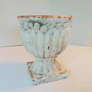 Shabby Distressed Neoclassical White and Terracotta Pedestal Planter ...