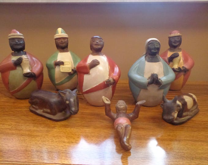 CHULUCANAS Peruvian Nativity Set, 8 Piece Pottery Style Peruvian ...