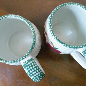 Primitive Folk Apple Green Spatterware Pair of Mugs Green Spongeware ...