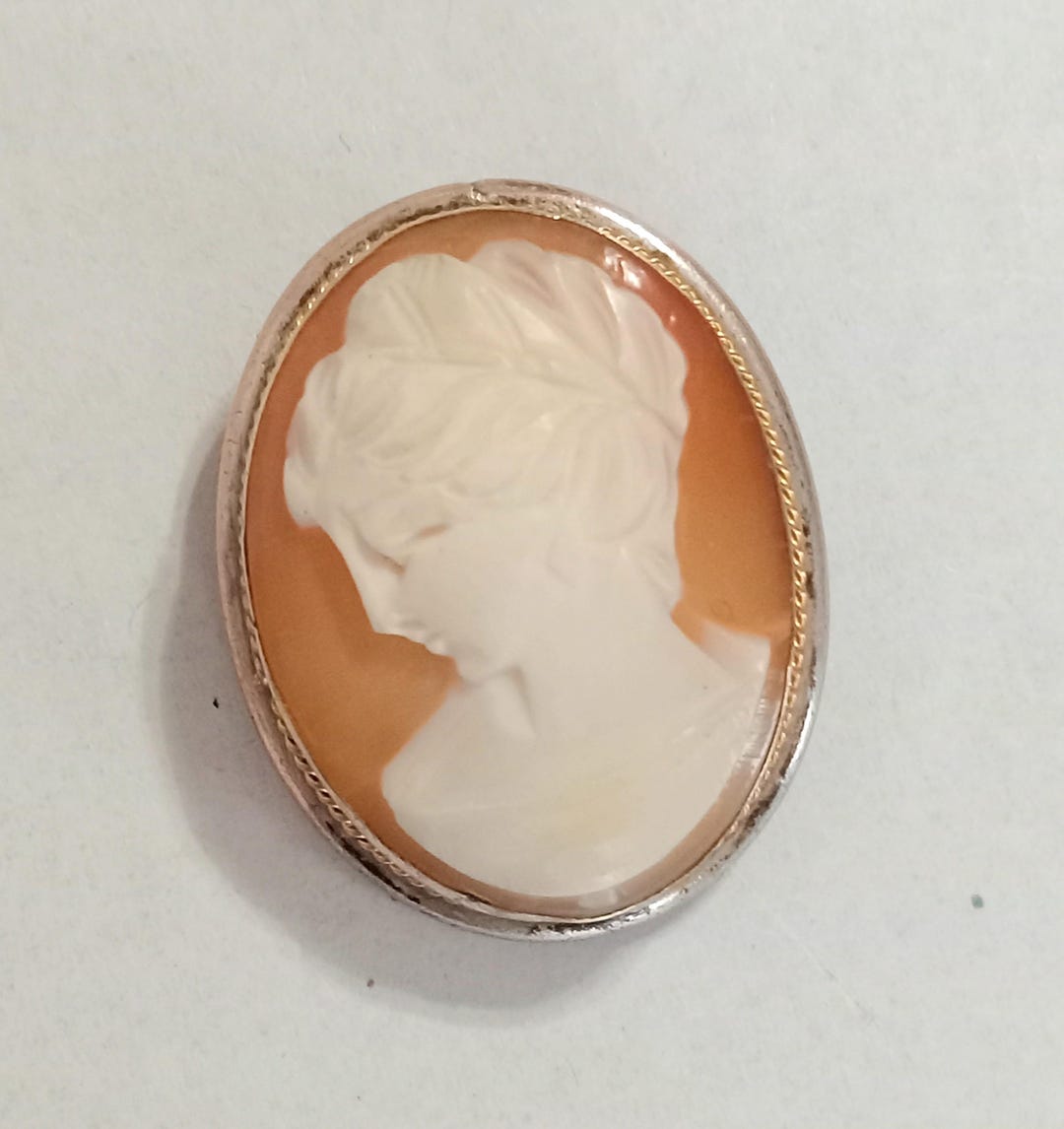 Vintage Unmarked Sterling Silver Cameo Pendant, Brooch - Etsy