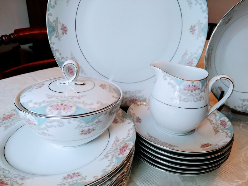 Kenmark Fine China Set in a Delicate Pink Roses Pattern Over a - Etsy