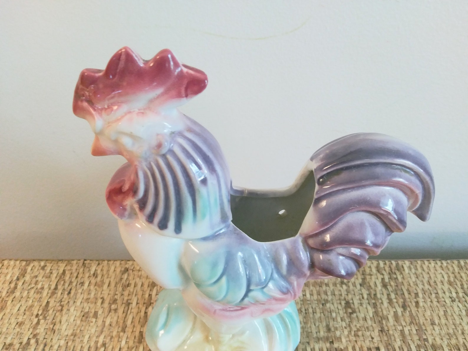 Vintage Rooster Wall Pocket Beautiful Vintage Pastel Tones - Etsy