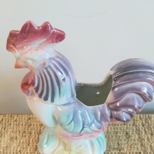 Vintage Rooster Wall Pocket, Beautiful Vintage Pastel Tones Bud Vase ...