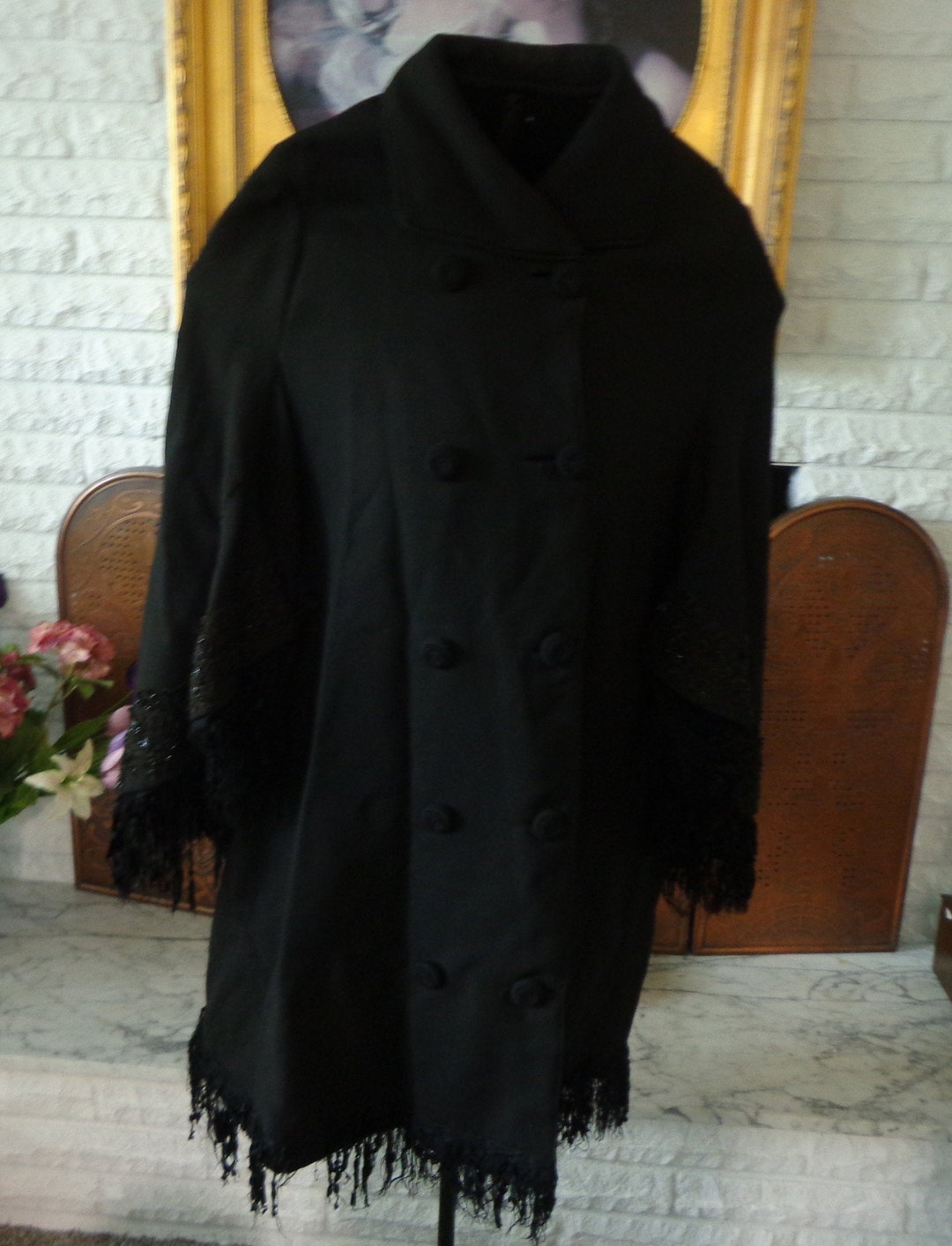 Victorian Ladies Mourning Coat, Walking Coat Dolman Sleeves, Bombazine ...