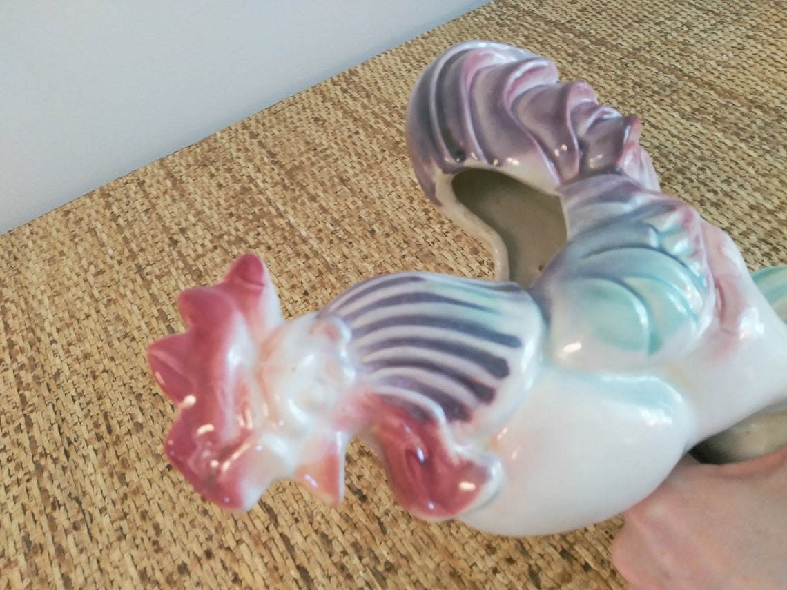 Vintage Rooster Wall Pocket Beautiful Vintage Pastel Tones - Etsy