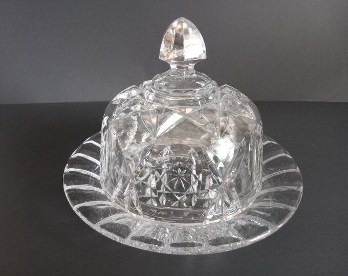 Beautiful Crystal Domed Butter Dish Cheese Dish Star Design Lidded ...