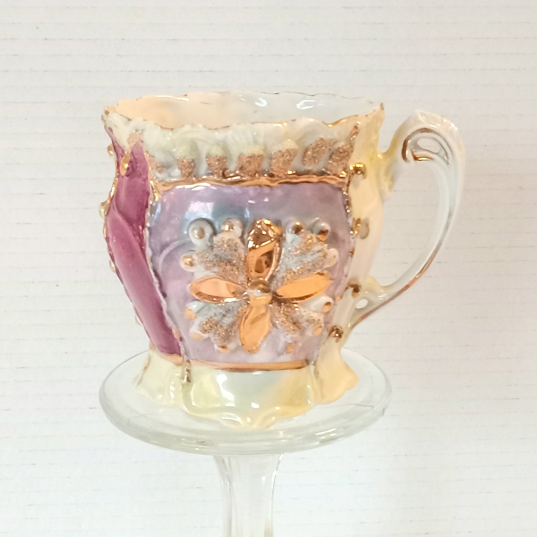 Antique Victorian German Lusterware Teacup Fine Embossed Porcelain ...