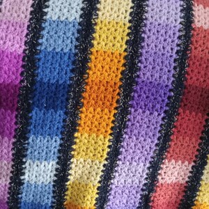 Vintage Black and Colorful Rainbow Afghan Hand Made Multicolor Blanket ...