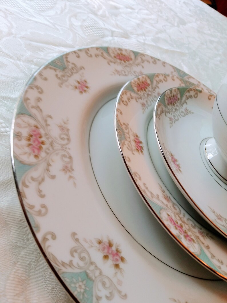 Kenmark Fine China Set in a Delicate Pink Roses Pattern Over a - Etsy