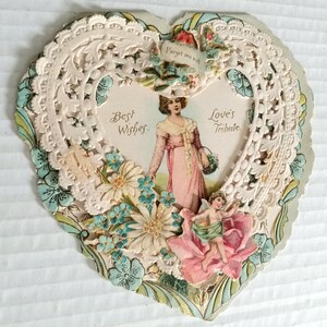 Antique Victorian Heart Romantic Greeting Card 1900s Signed on Back and ...