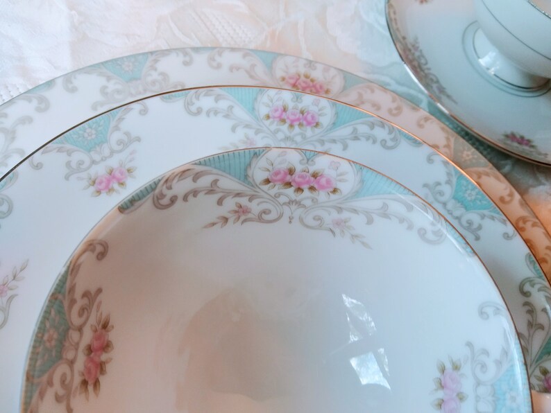 Kenmark Fine China Set in a Delicate Pink Roses Pattern Over a - Etsy