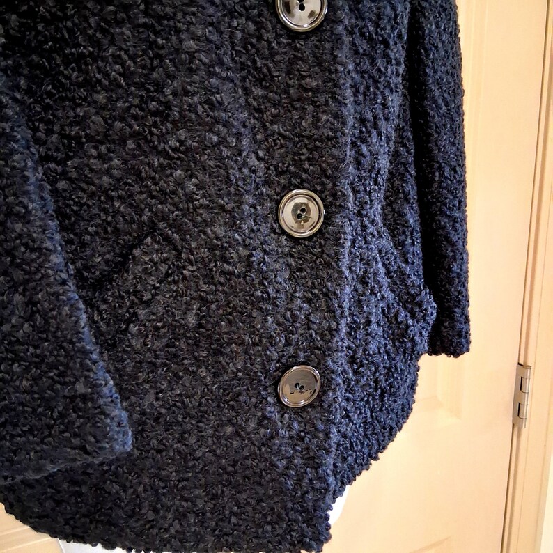 60s Vintage Curly Lamb Jacket, Dark Fur Collar Evening Coat - Etsy