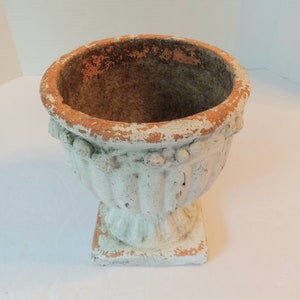 Shabby Distressed Neoclassical White and Terracotta Pedestal Planter ...