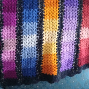 Vintage Black and Colorful Rainbow Afghan Hand Made Multicolor Blanket ...