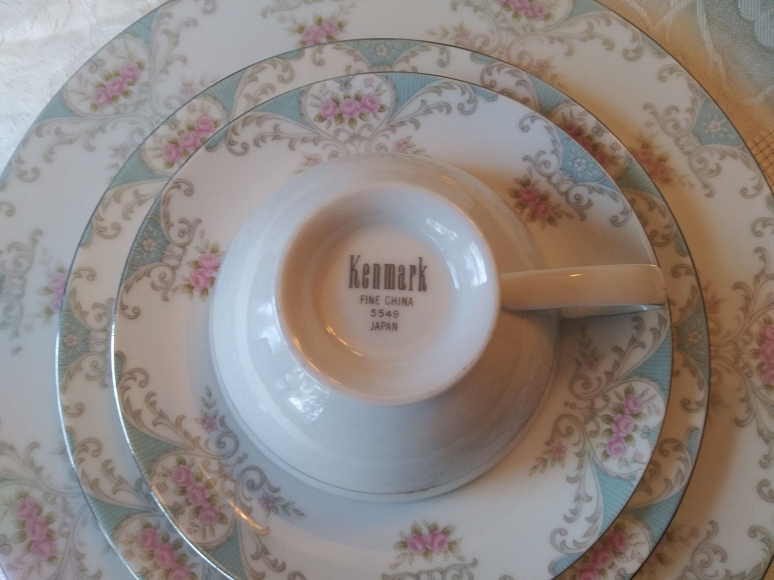 Kenmark Fine China Set in a Delicate Pink Roses Pattern Over a - Etsy