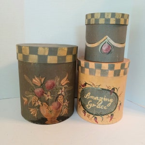 Ragon House Primitive Nesting Band Boxes, Folk Home Nesting Boxes Set ...