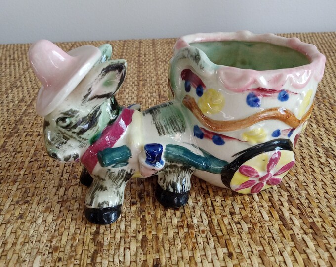 Midcentury Donkey Cart Planter Japan Burro Brazil Mexican Colorful ...