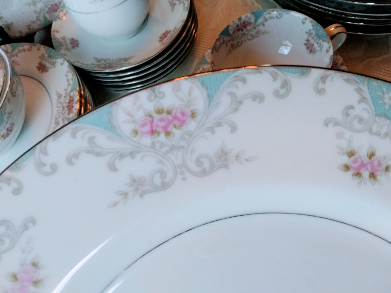 Kenmark Fine China Set in a Delicate Pink Roses Pattern Over a - Etsy