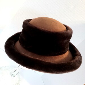 ERIC JAVIT'S Dark Chocolate Faux Fur Hat, Bollman Millinery Brown Wool ...