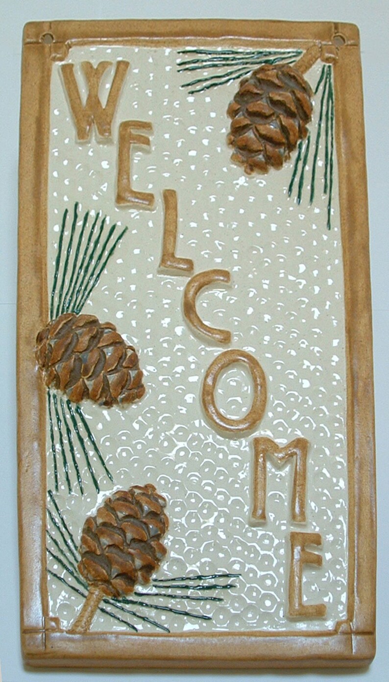 Welcome Sign Arts and Crafts Vertical Tile Ponderosa | Etsy