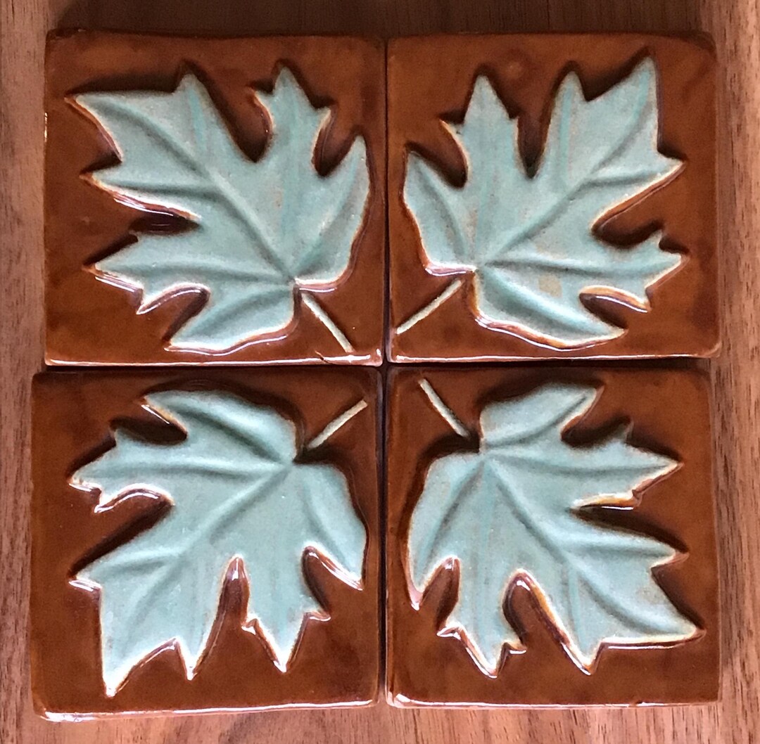 3-inch Maple Leaf Tile, Arts and Crafts Tile for Fireplace or Kitchen ...