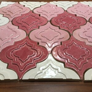 Tile Mural Rose and Pink Glaze, Handmade Relief Tile, Kitchen ...