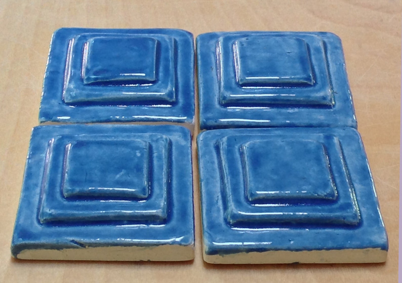 2 3D Tile Accent Tiles Set of 4 Capri Blue Gloss. - Etsy