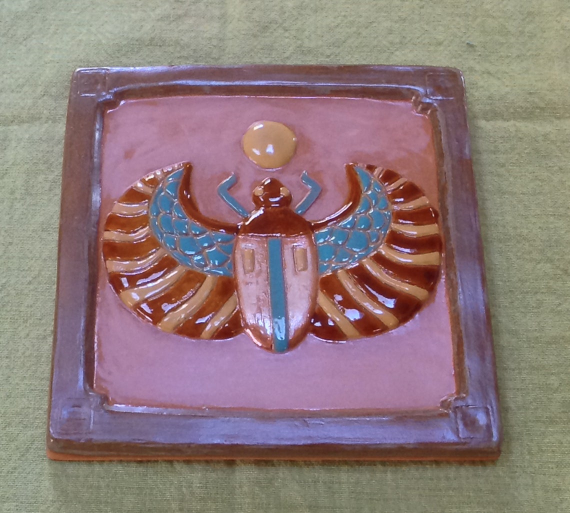 Egyptian Scarab Tile 6 Inch Victorian or Art Deco Tile for | Etsy