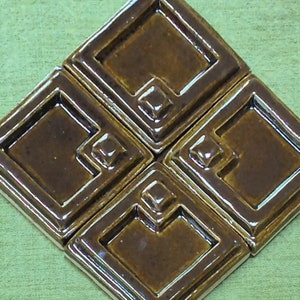 2 3D Geometric Tiles Set of 4, Bronze Metallic Glaze. Kitchen ...