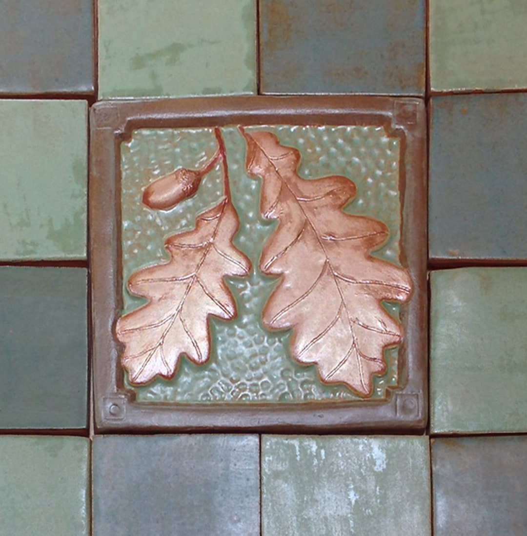 6 Inch Oak Leaf & Acorn Arts and Crafts Tile for Fireplace and - Etsy