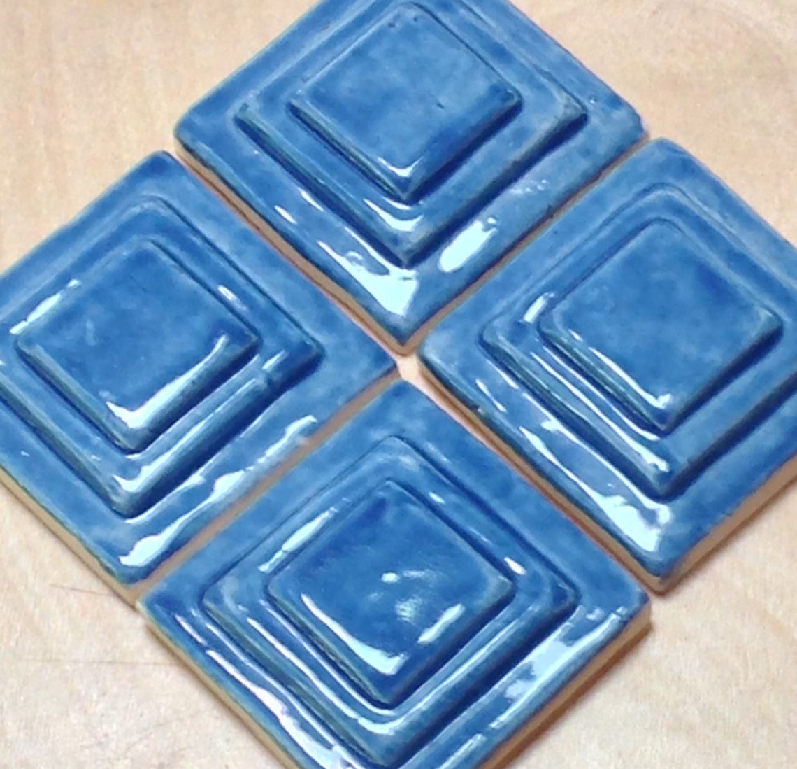 2 3D Tile Accent Tiles Set of 4 Capri Blue Gloss. - Etsy