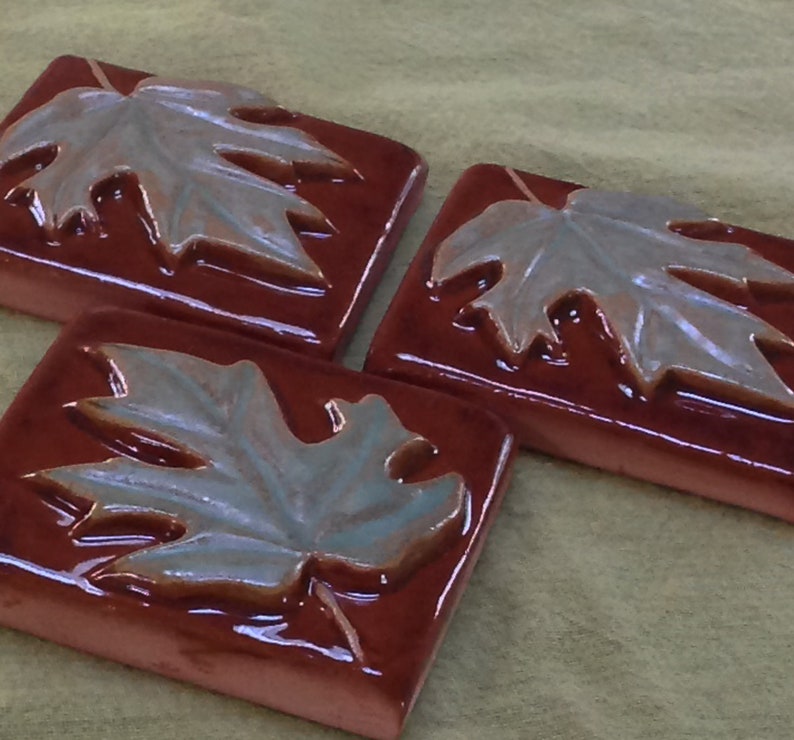 3 inch maple leaf Tile Arts and Crafts tile for fireplace or | Etsy