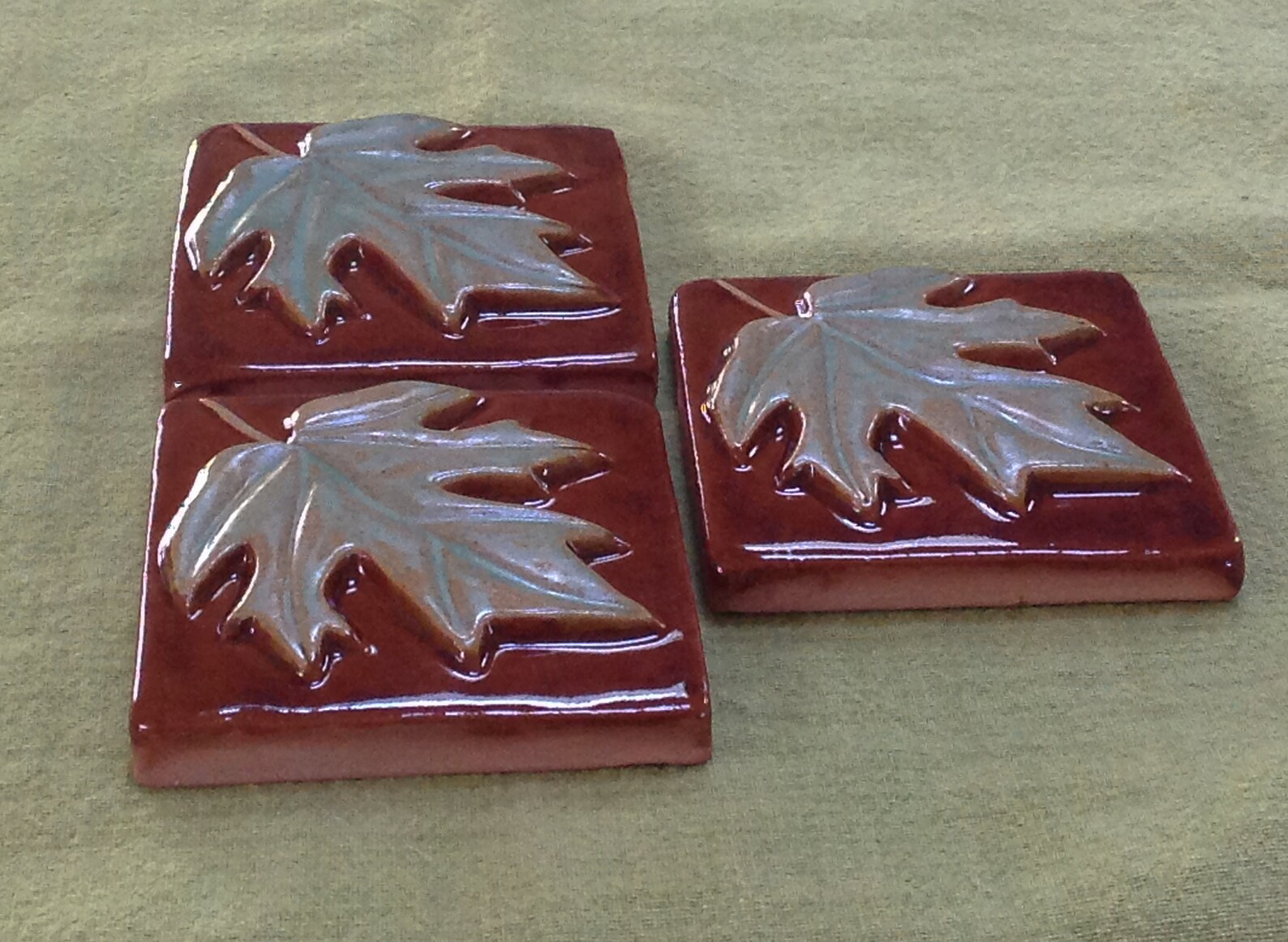 3 inch maple leaf Tile Arts and Crafts tile for fireplace or | Etsy