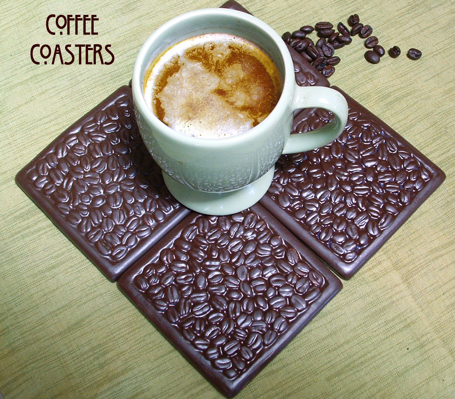 4 Coffee Coasters Espresso Coasters Christmas or Housewarming | Etsy